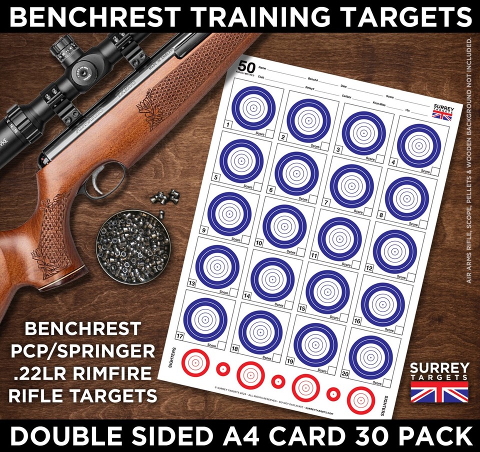 Benchrest Shooting Training Targets A4 Sheets Air Rifle Pistol 2 Sided ...