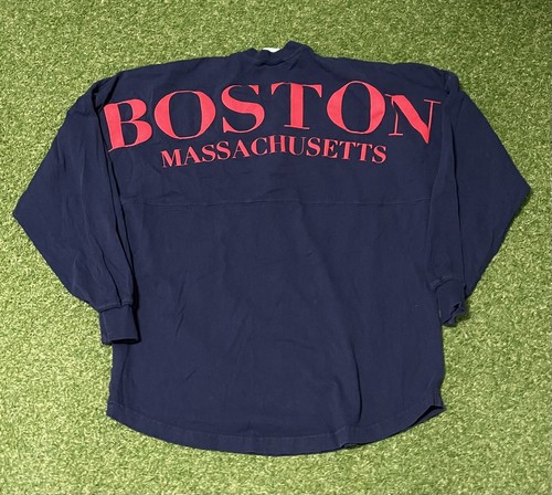 Boston Massachusetts Spirit Jersey Shirt Long Sleeve Navy Blue Sz Small ...