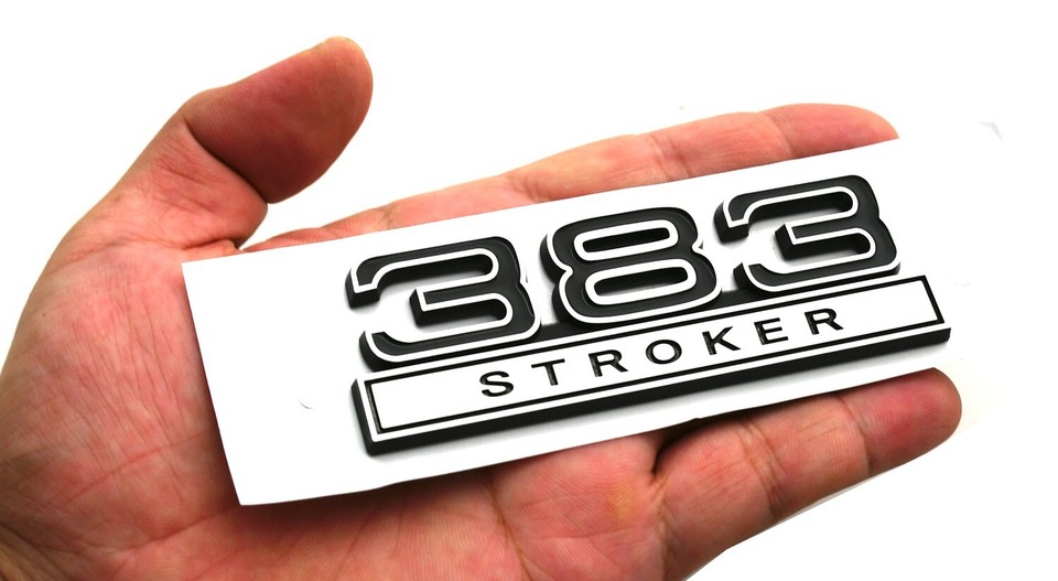 383 Stroker 6.3L Engine Emblems Badge 3D Decals Chrome Black 2pcs | Right