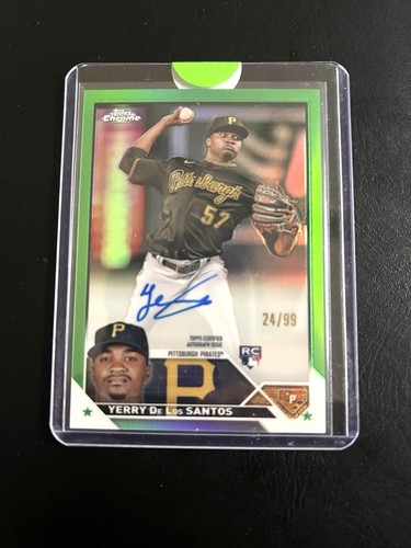 2023 Topps Chrome Update Green Yerry De Los Santos RC Auto Purple 24/99 ...