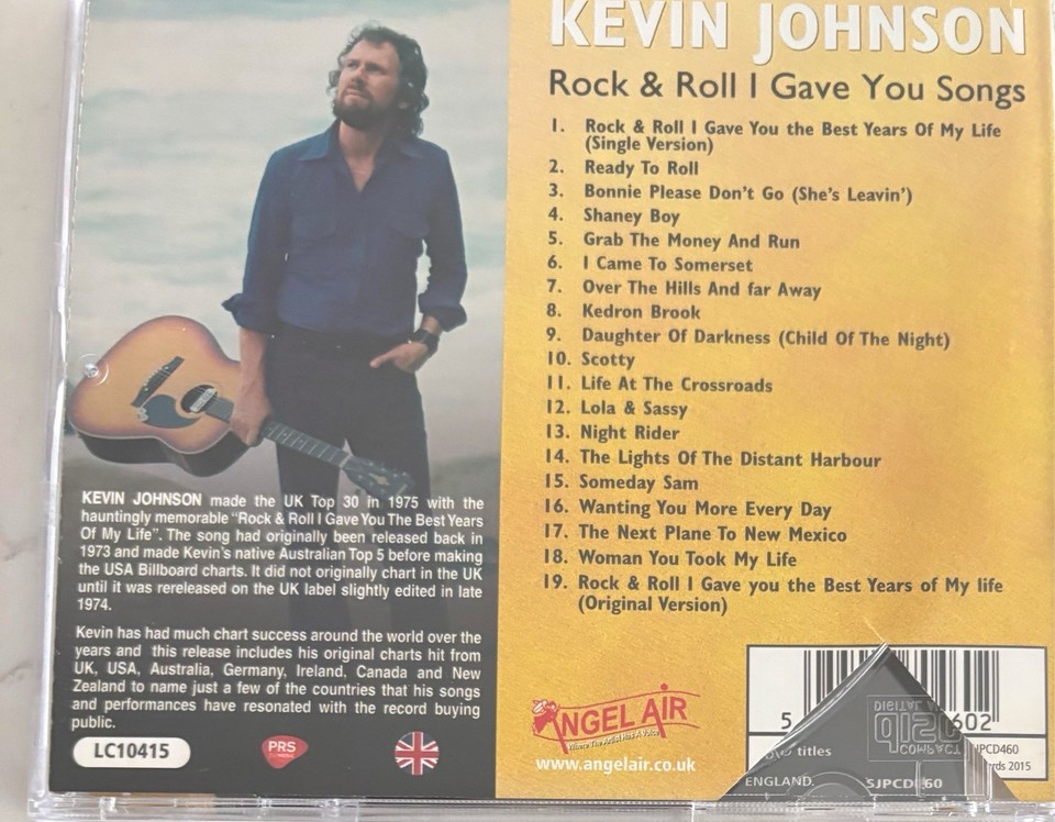KEVIN JOHNSON - Rock & Roll I Gave You Songs CD 2015 Angel Air Promo AS ...