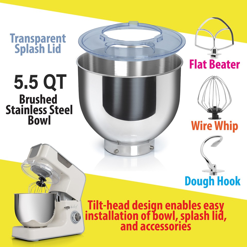 Deco Chef 5.5 QT Kitchen Stand Mixer, 550W 8-Speed Motor, w/ Mixing ...