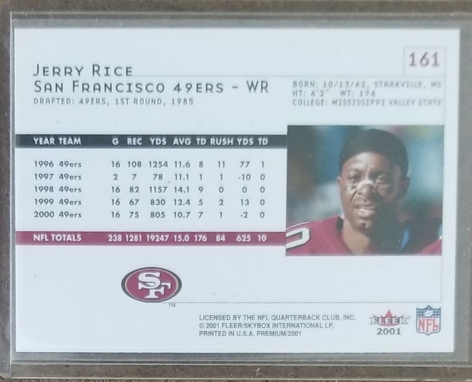 2001 Fleer Premium #161 Jerry Rice San Francisco 49ers Football Card | eBay