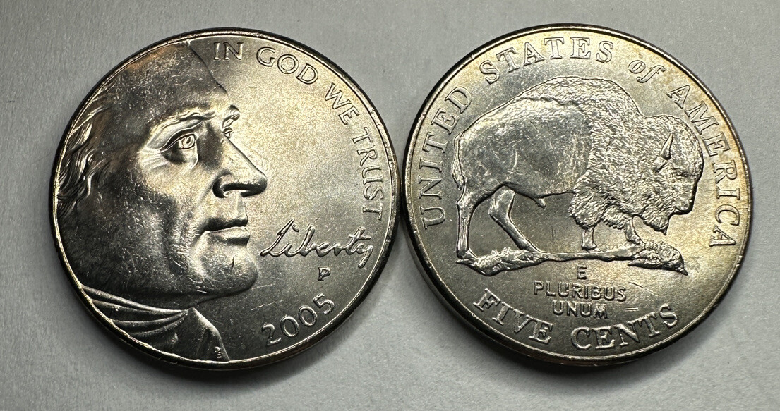 2005-P Jefferson Buffalo Nickel 5cent Coin from US Mint Rolls ...