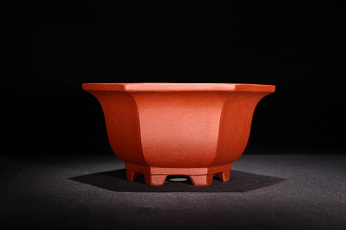 8.27in Chinese Refine Zisha Handmade Hexagon Potted Bonsai Large Clay ...