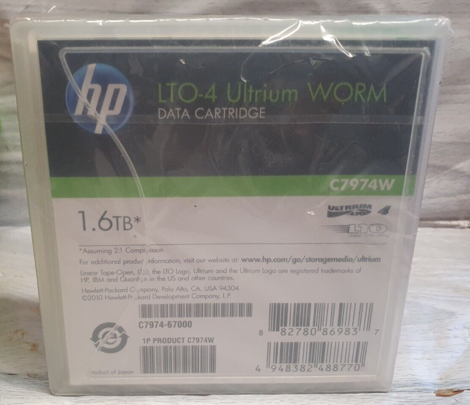 HP LTO-4 Ultrium WORM data cartridge 1.6TB C7974W new sealed hewlett ...