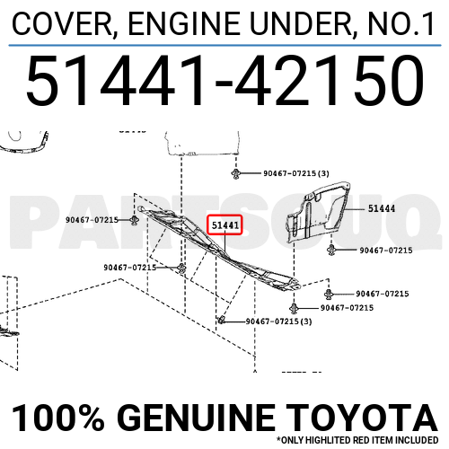 5144142150 Genuine Toyota COVER, ENGINE UNDER, NO.1 51441-42150 | eBay