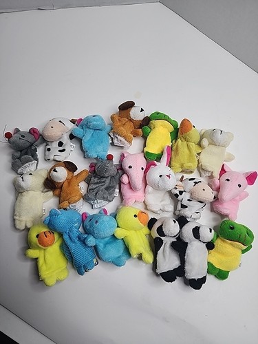Lot Of 21 Finger Puppets Fabric Plush Mixed Animals People | eBay