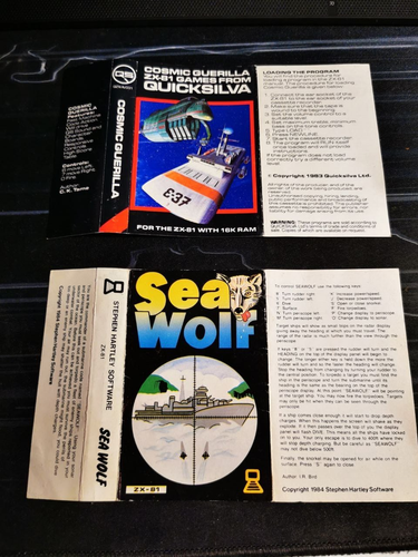 ZX Spectrum RARE Game Sleeves - Cosmic Guerilla / Sea Wolf | eBay UK
