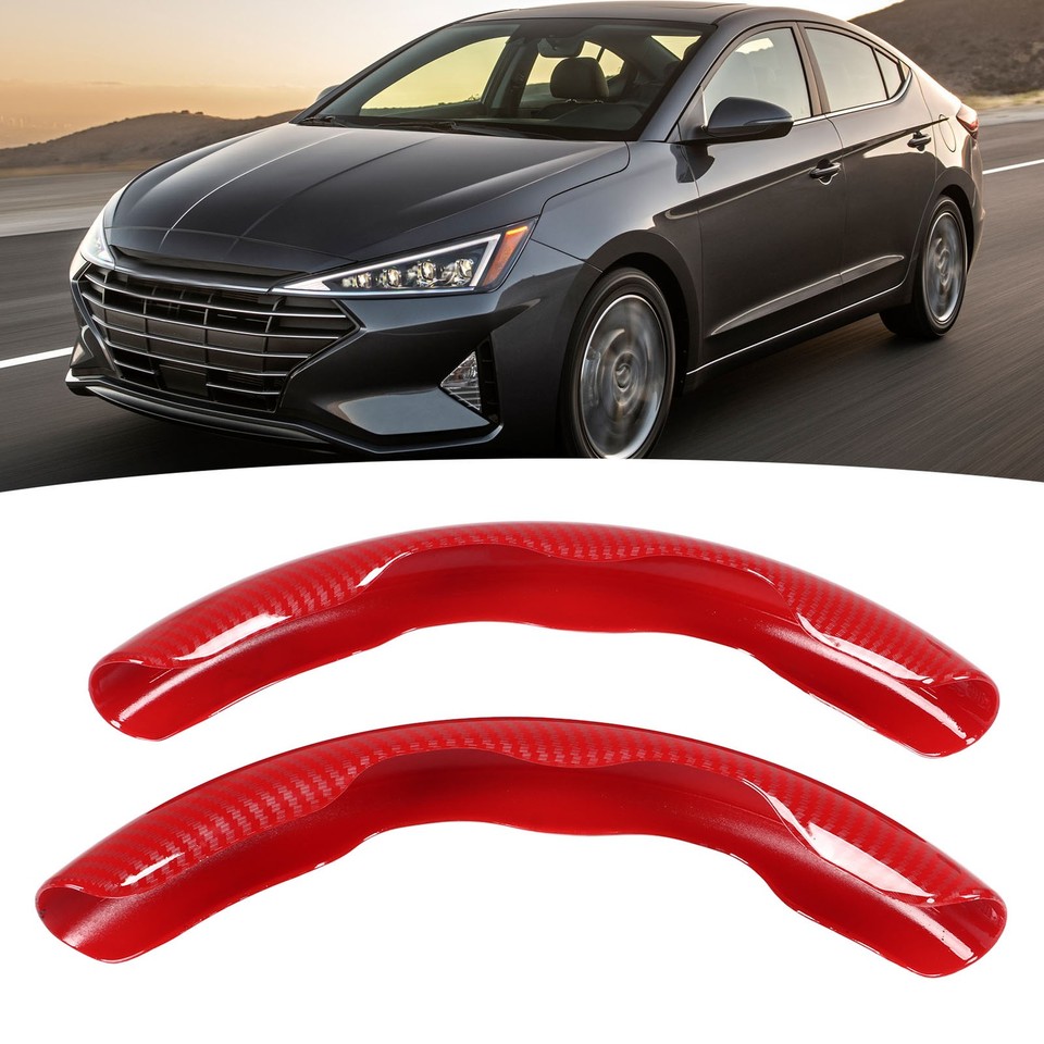 Red 2PCS Steering Wheel Cover Carbon Fiber Pattern Comfortable Touch ...