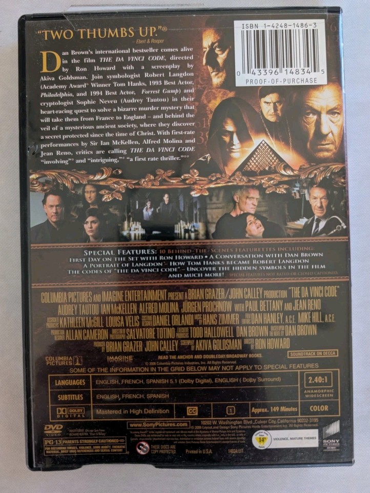 The Da Vinci Code Movie DVD | eBay