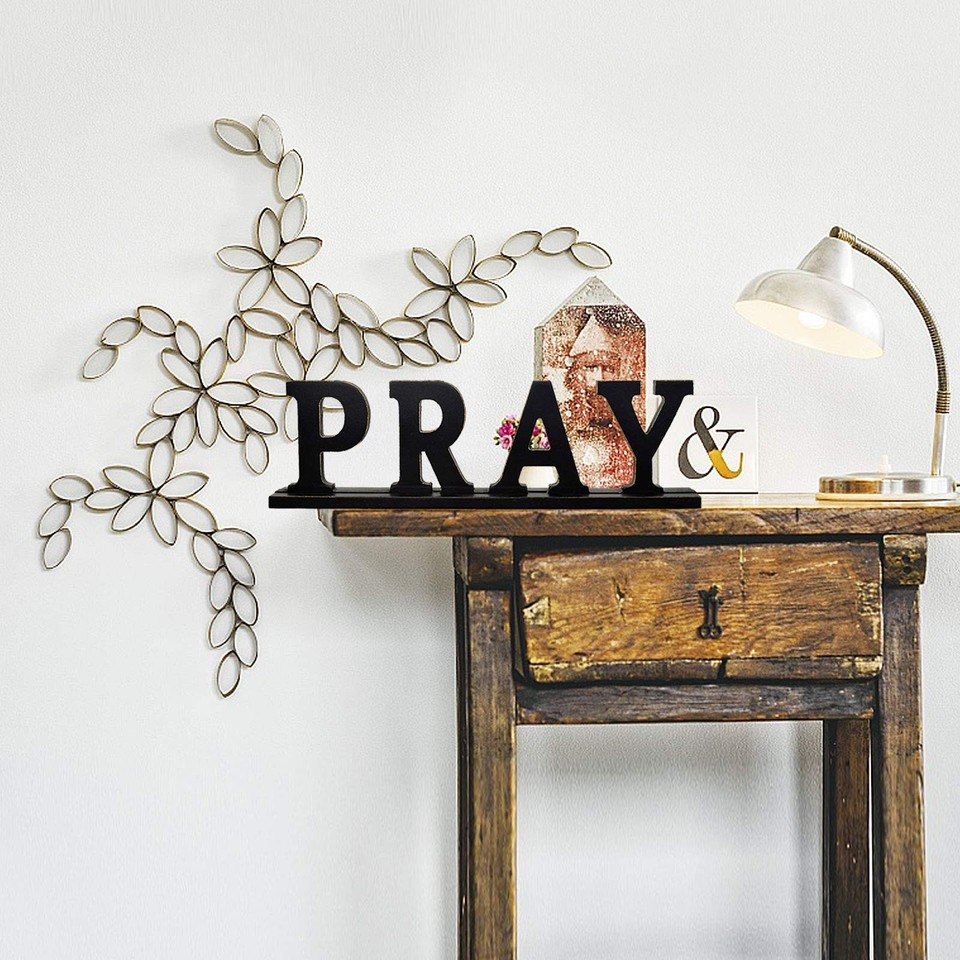 Attraction Design Pray Sign, Decorative Wooden Cutout Word Art, 16.14x4 ...