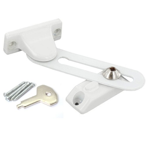 WHITE WINDOW RESTRICTOR WITH KEY LEFT/RIGHT HAND FITTING Safety Vent ...