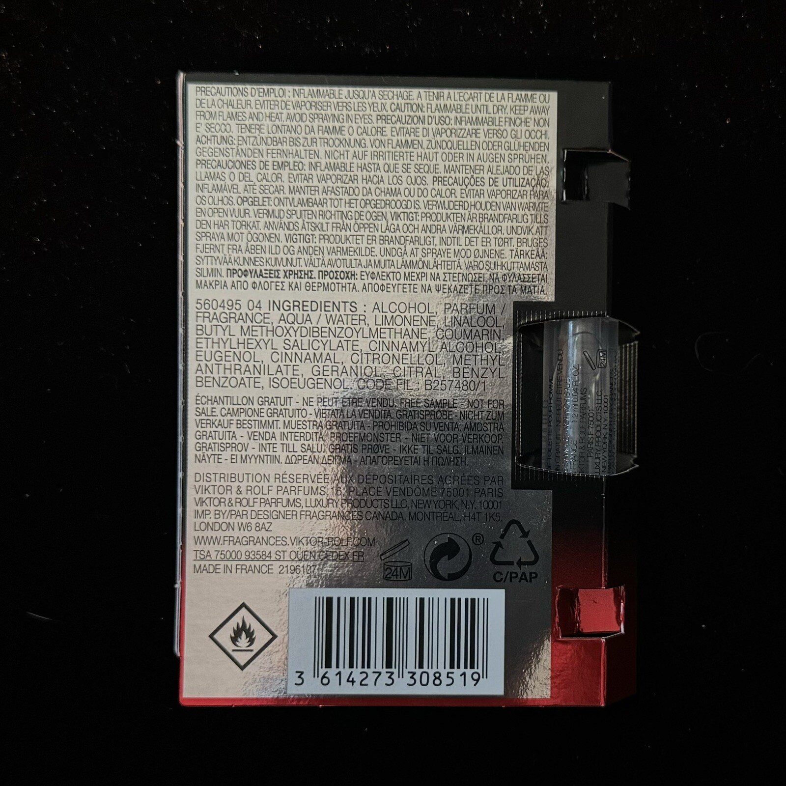 Spicebomb Infrared Eau De Toilette Spray Vial .04 oz/ 1.2 mL SAMPLE New ...