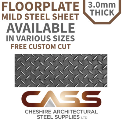 3.0mm MILD STEEL FLOOR CHEQUER PLATE - VARIOUS SIZES AVAILABLE - FREE ...