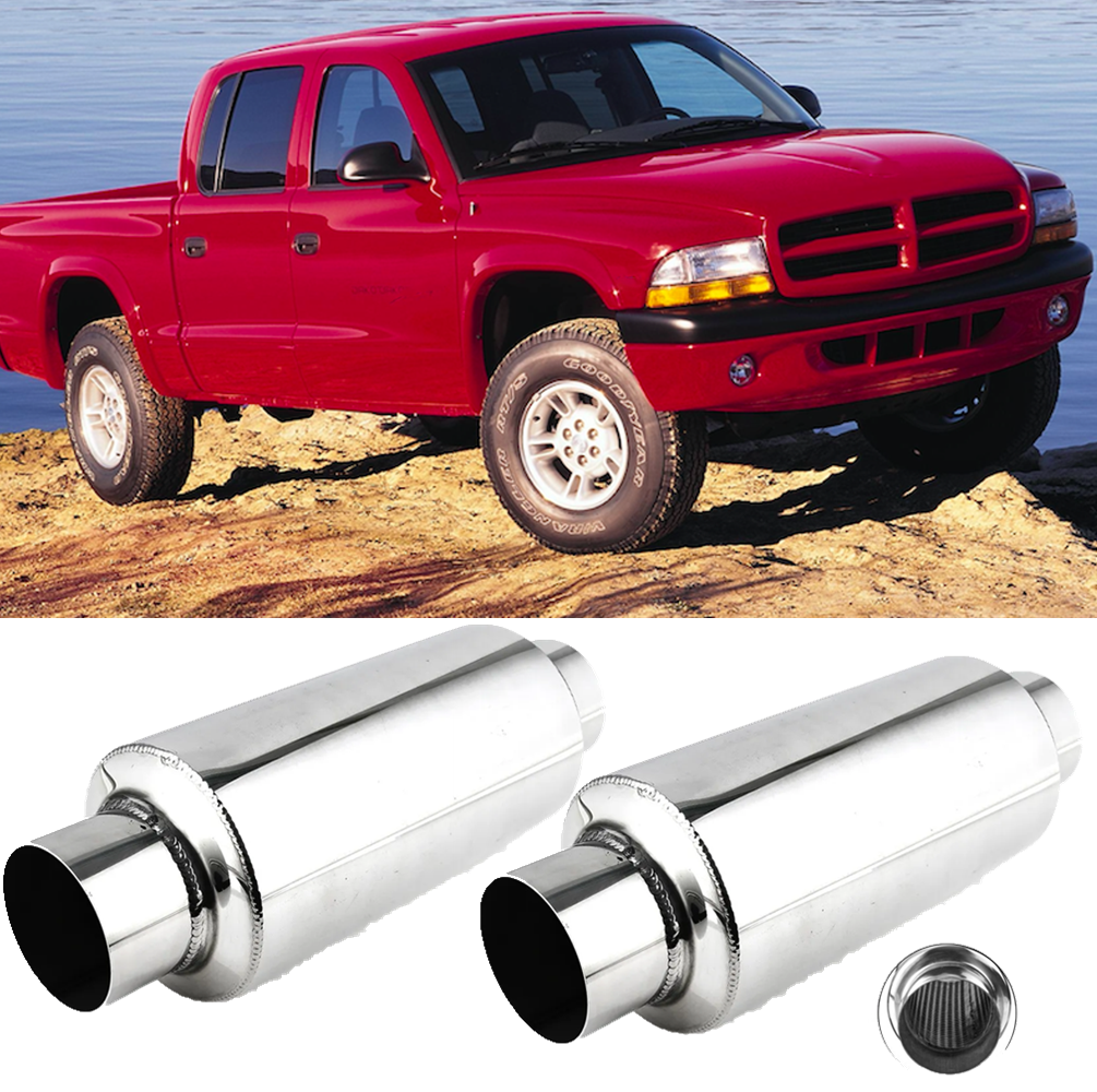 Pair of 2.5" Inlet/Outlet 12" Long Exhaust Muffler Resonators For Dodge ...