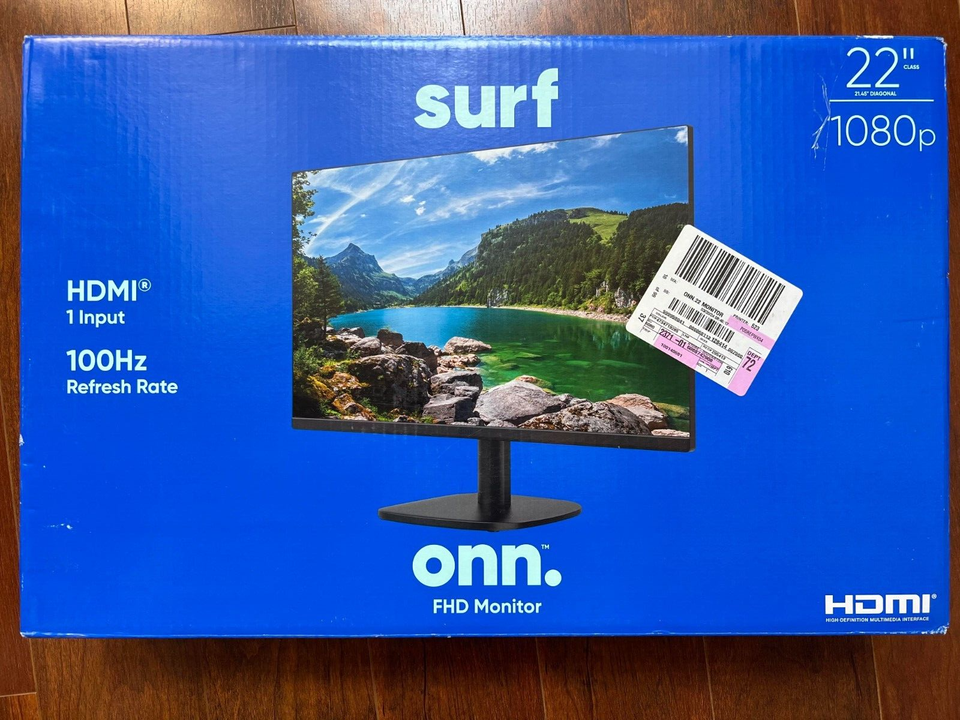 onn. 22" FHD (1920 x 1080p) 100hz Bezel-Less Monitor w/ HDMI Cable- NEW ...