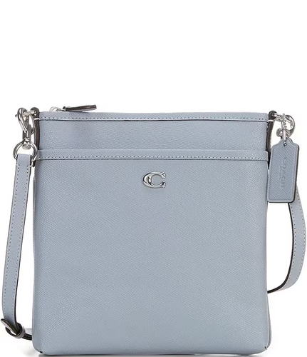 Coach Kitt CC526 Grey Blue CrossGrain Leather Crossbody Messenger Bag ...