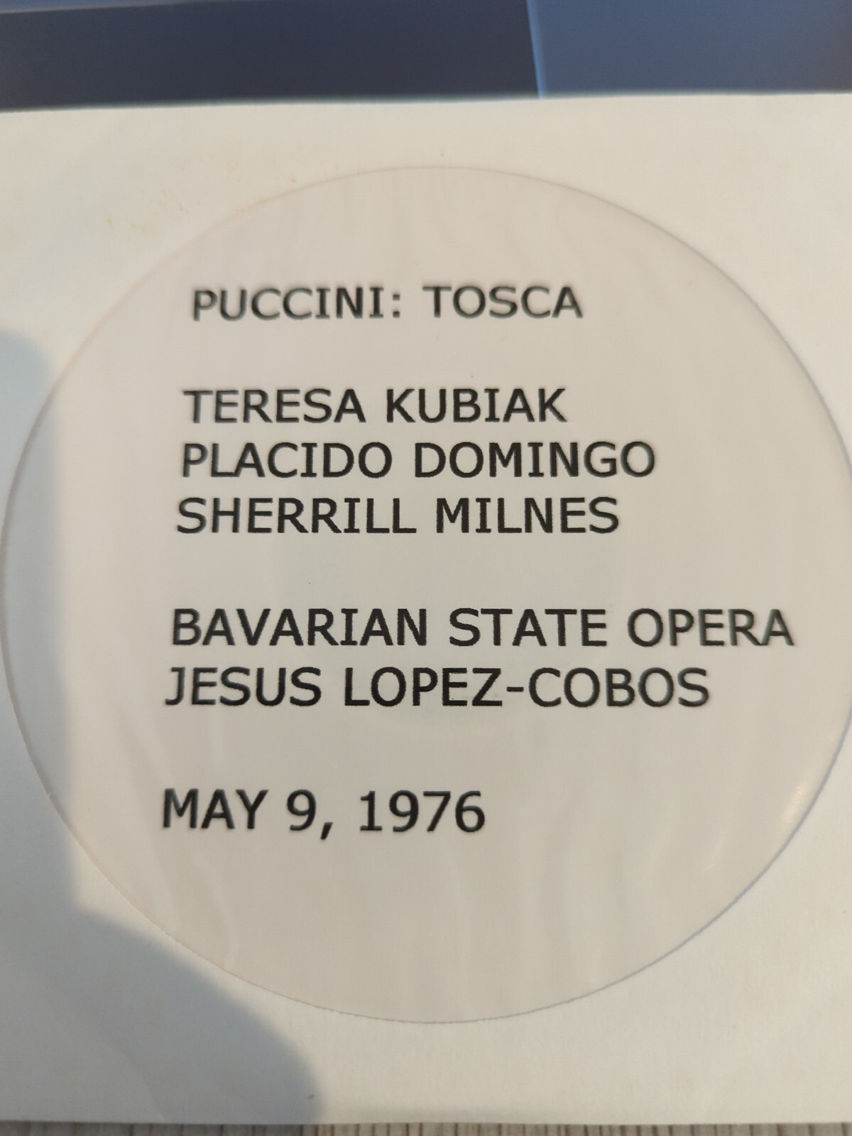 Live Opera Recording CD -1171 Tosca Kubiak Domingo Milnes Jesus Lopez ...