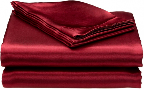 Bedify Bedding 100% Pure Silk Satin Sheet Set 4pcs, Queen, Burgundy | eBay