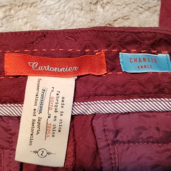 Cartonnier Anthropologie Dark Red Charlie Ankle Slim Skinny Fit Pants ...