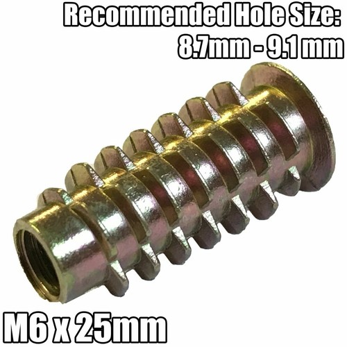 M6 THREADED HEX DRIVE INSERT FIXING TYPE D / E WOOD SCREW INSERTS NUTS ...