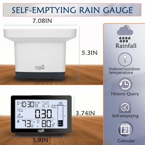 Wireless Digital Rain Gauge with Thermometer, Self-Emptying Rain ...