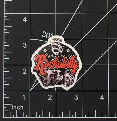 Rockabilly Vinyl Sticker Microphone Dice Album Music Red Black White ...