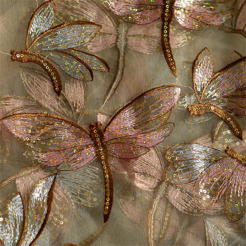 Embroidery 3D Butterfly Mesh Lace Fabric DIY Costume Clothes Prob Dress ...