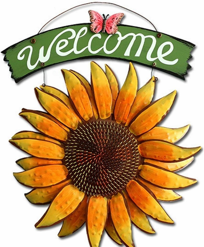 Metal Hanging Sunflower Welcome Sign Door Sign Vintage Welcome Decor | eBay