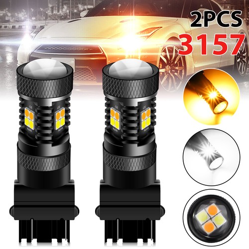 2x 3157 LED Switchback Turn Signal Parking Light Bulbs 4157na 3457a ...