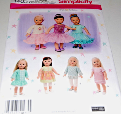 Simplicity Pattern # 1485 - Girl 18" Doll Clothes - Ballerina Tutu ...