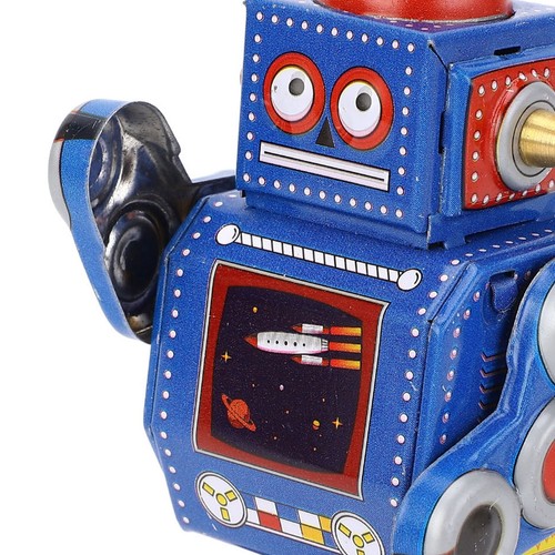 (Blue)Wind Up Robot Toy Hand Made Decorative Vintage Clockwork Robot ...