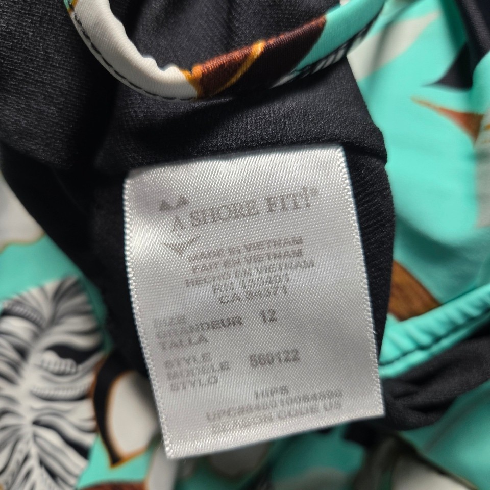 A Shore Fit Womens Tropical Floral Swim Romper Turquoise Size 12 550122 ...