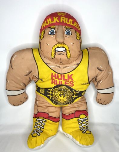 Vtg Tonka WWF Wrestling Buddies Hulk Hogan HULK RULES Plush Pillow 1990 ...