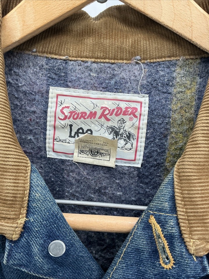 Vintage Denim Jean Jacket Lee Storm Rider Blanket Liner 46R Corduroy ...