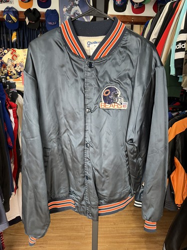 Vintage 80's Chalk Line Chicago Bears Satin Bomber Jacket Large Snap ...