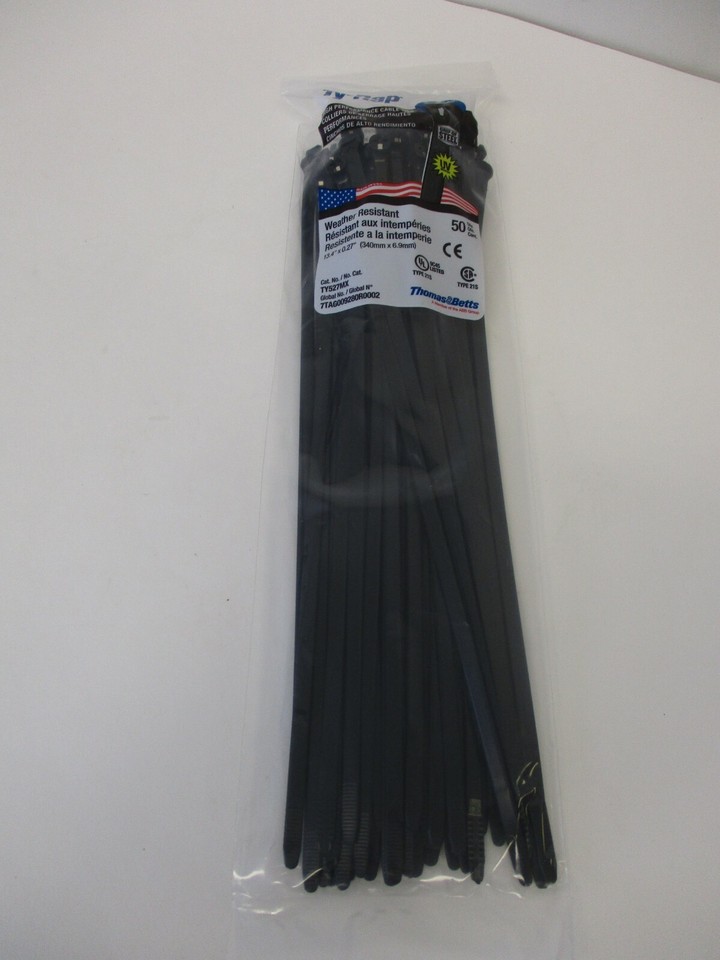THOMAS & BETTS TY-RAPS TY527MX 13.4" X 0.27" BLACK WEATHER RESISTANT ...
