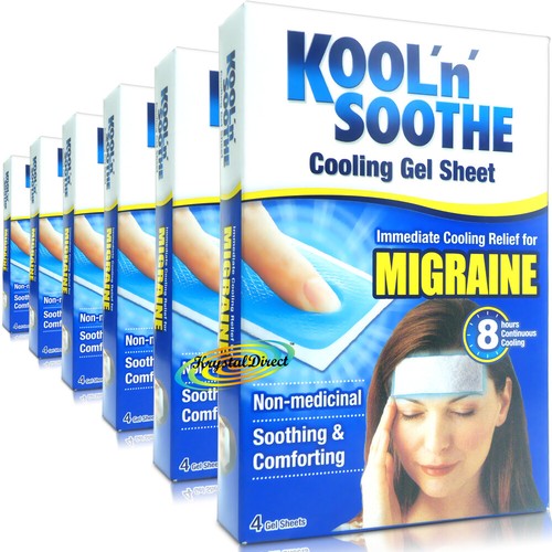 6x Kool n Soothe Cooling Migraine Headache Pain Relief Gel 4 Sheets (24 ...
