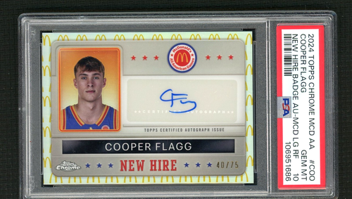 COOPER FLAGG SIGNED ROOKIE CARD 2024 TOPPS CHROME MCD AA REFRACTOR /75 ...
