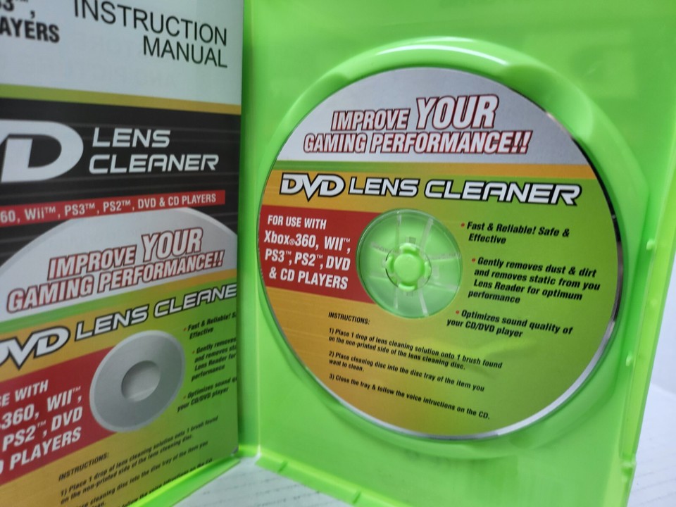 NEW LASER LENS CLEANER for CD/DVD/PC/PS2/PS3/XBOX/WII/360 W/Cleaning ...