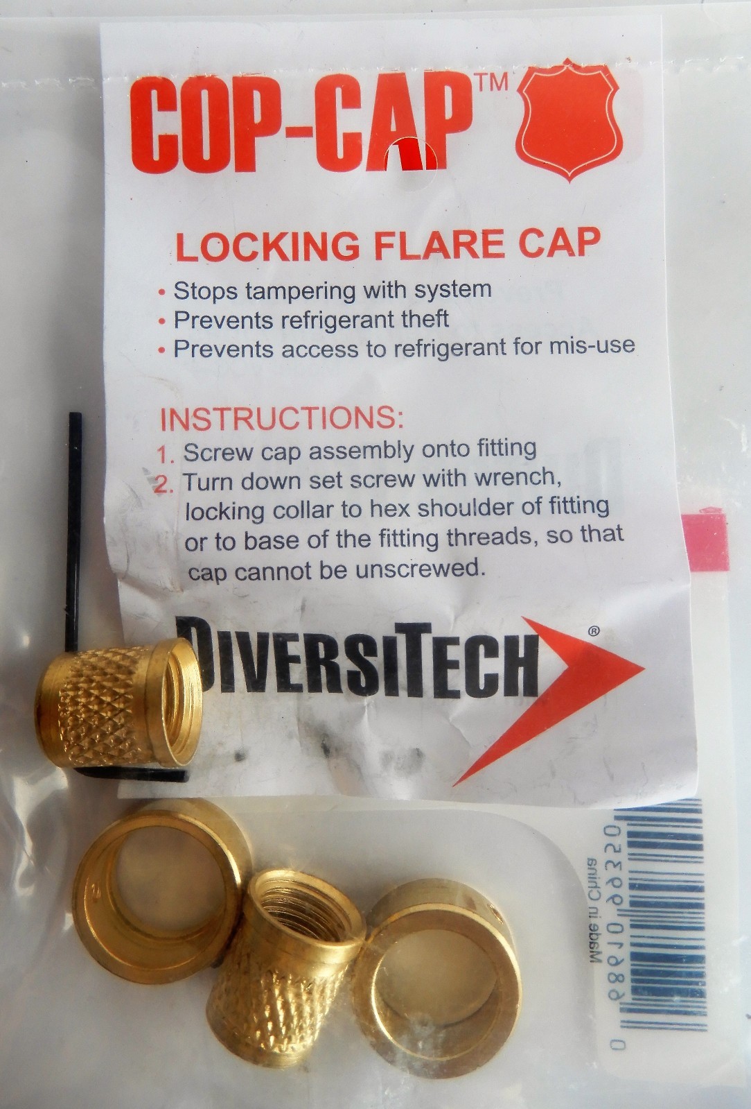 DiversiTech VCC-4 Tamper Resistant Brass Locking Valve Cap Qty 5 | eBay