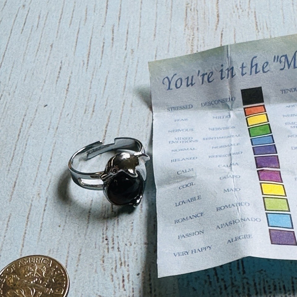 Silver Dolphin Adjustable Mood Ring With Paperwork | eBay