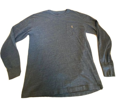 POLO RALPH LAUREN Men's Long Sleeve Pocket T Shirt Gray Blue Cotton RN ...