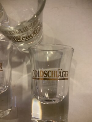 Set/6 Goldschlager shot glasses gold logo vintage Orig box | eBay
