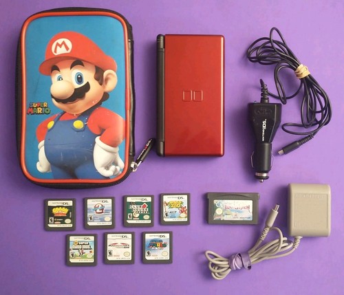 TESTED Mario DS Bundle: Crimson/Black Console + Case + 8 Games ~ SAFE ...