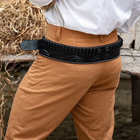 LEATHER WESTERN TOOLED GUN DROP LOOP FAST DRAW RIG SASS GUN TOOLED BELT ...