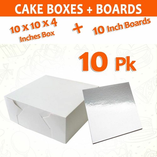 Cake Box 10x10x4" 10P+10P Board 10" SQ Decoration Cardboard Paper Tall ...