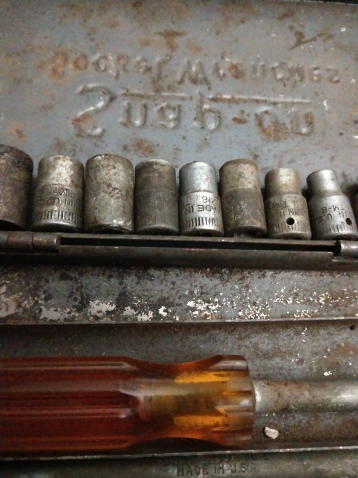 Early Snap-on tools Vintage Midget GM-70M Ratchet Socket Set Metal Case ...