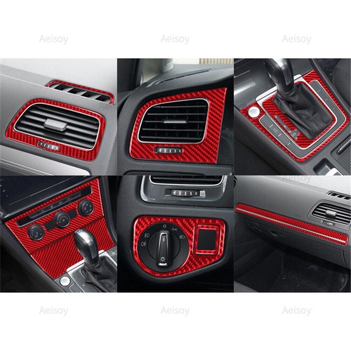 14Pcs For Volkswagen Golf 7 GTI MK7 2014-19 Red Carbon Fiber Full ...